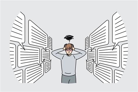 Too Much Information And Communication Concept Young Stressed Man
