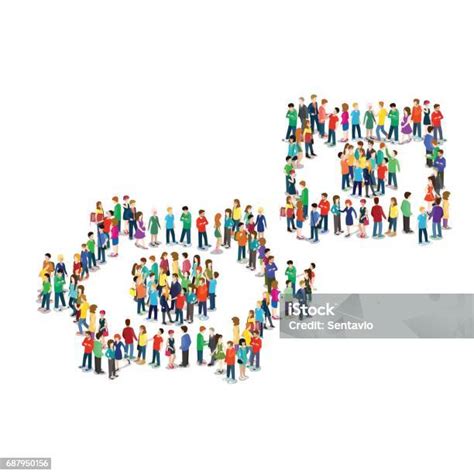 3 차원 Isometric 스타일 章 연결 사회 공학 개념 웹 인포 그래픽 벡터 일러스트 레이 션 붐비는 광장 평면 군중 그룹 형성 톱니바퀴 모양에 서명 합니다 크리에이