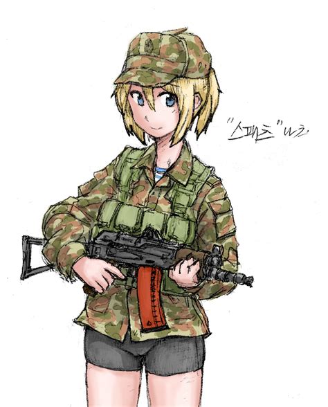 Safebooru 1girl Ak 74 Aks 74u Assault Rifle Bike Shorts Blonde Hair
