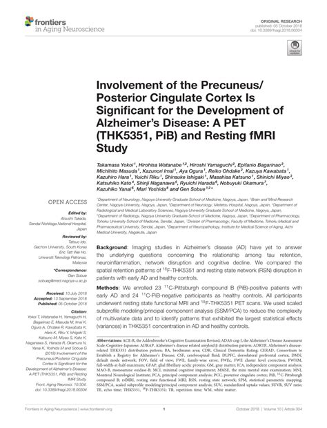 Pdf Involvement Of The Precuneus Posterior Cingulate Cortex Is Significant For The Development
