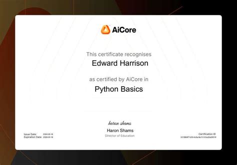 Isaac Harrison On Linkedin Aicore Certified Python Basics Issued By Aicore To Edward Harrison