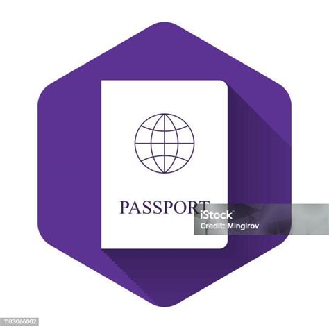 흰색 배경에 격리 된 생체 인식 데이터 아이콘이있는 여권입니다 식별 문서 설정 아이콘 다채로운 사각형 버튼 벡터 일러스트레이션 개념에 대한 스톡 벡터 아트 및 기타 이미지