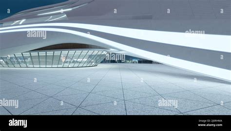 3d Rendering Architecture With Futuristic Streamlined Design Stock