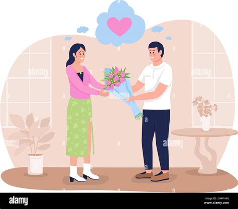 Expressing Deep Love 2d Vector Isolated Illustration Stock Vector Image