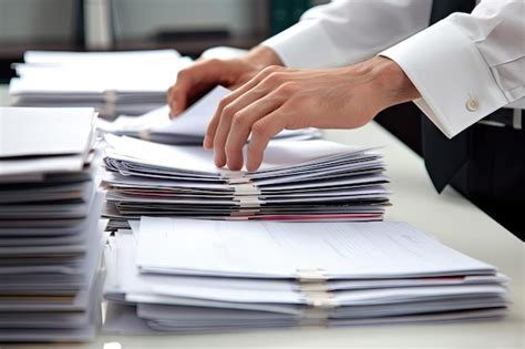 Premium Photo Person Sorting And Filing Business Documents With Speed And Precision Created