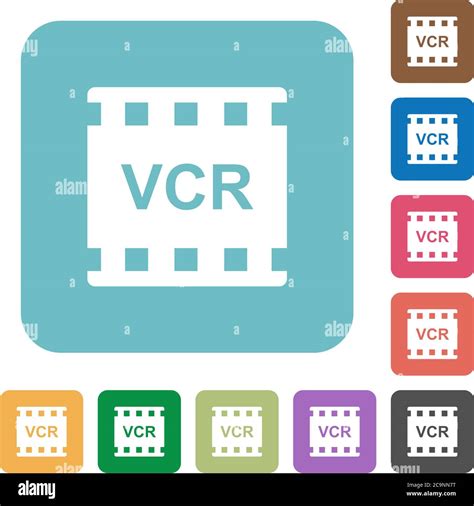Vcr Movie Standard White Flat Icons On Color Rounded Square Backgrounds Stock Vector Image And Art