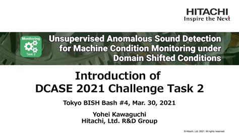 Introduction Of Dcase 2021 Challenge Task 2 Dcase2021task2 Speaker Deck
