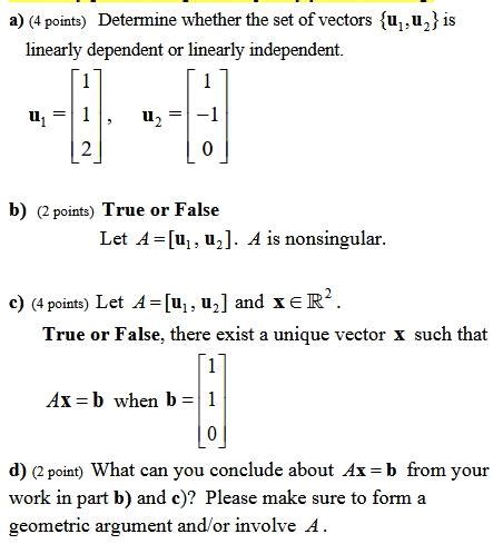 A Points Determine Whether The Set Of Vectors Chegg Com