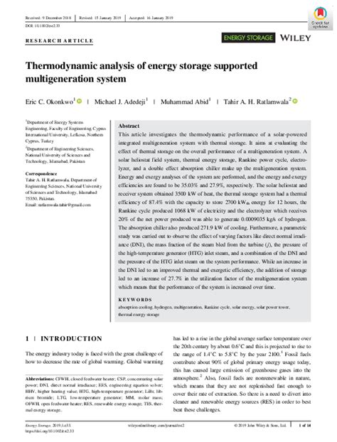 pdf thermodynamic analysis of energy storage supported