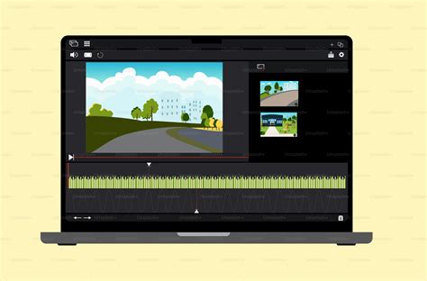 화면에 도로 그림이 있는 랩톱 컴퓨터 벡터 Unsplash의 비디오 편집 이미지