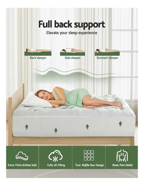 Giselle Bedding Double Size Bamboo Mattress Topper 5cm In White Myer