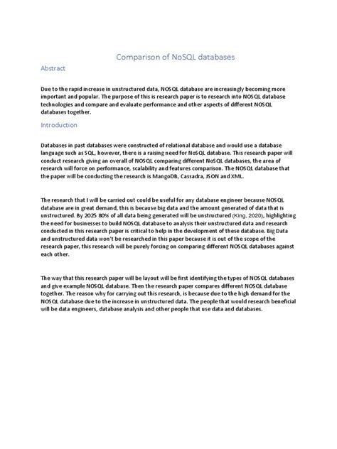 Comparison Of Nosql Databases King 2020 Pdf No Sql Json