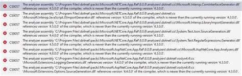 C Net 8 Build Issue The Analyzer Assembly References Version 45