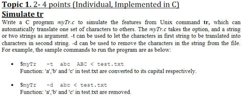 Solved Topic 1 2 4 Points Individualimplemented In C