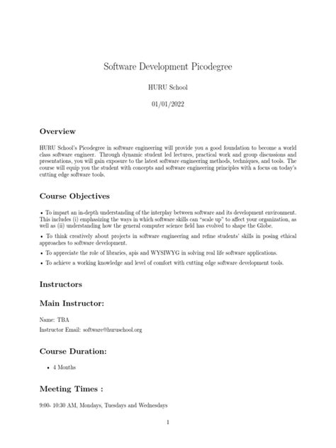 Software Engineering Course Outline Pdf Software Software Development