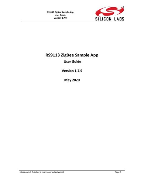 Silicon Labs Rs9113 Zigbee Sample App Users Guide Manualzz