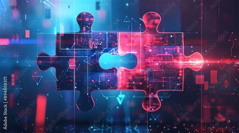 Digital Representation Of Api Integration Concept With Two Interlocking Puzzle Pieces Against A