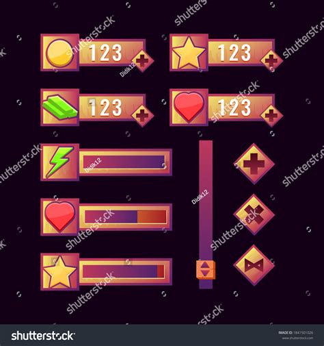 Set Of Wooden Gui Progress Bar Icon Additional Royalty Free Stock