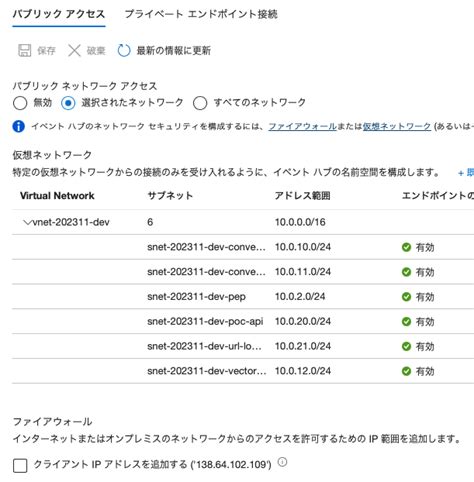 disabling public network access of the event hub seems to block any access even if vnet rule is