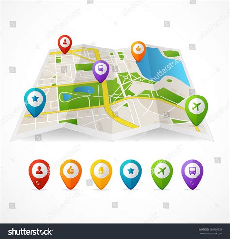 Vector City Map Gps Icons Illustration Stock Vector Royalty Free Shutterstock