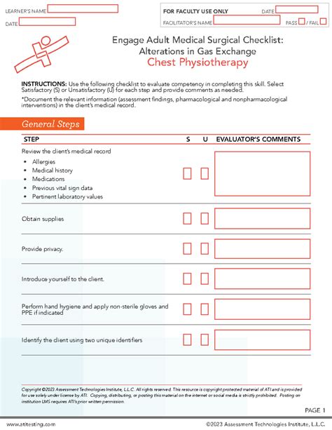 Ati Eams Checklist L06 Chest Physiotherapy Page 1 Copyright ©2023