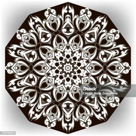 바로크 흑백 벡터 만다라 패턴 장식 장식 접시 패턴 흑백 배경입니다 바로크 양식의 빅토리아 스타일로 라운드 플로럴 장식 만다라