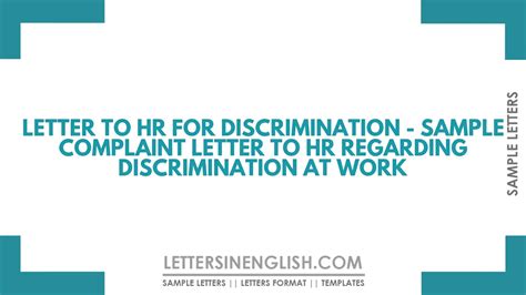 Letter To Hr For Discrimination Sample Complaint Letter To Hr Regarding Discrimination At Work