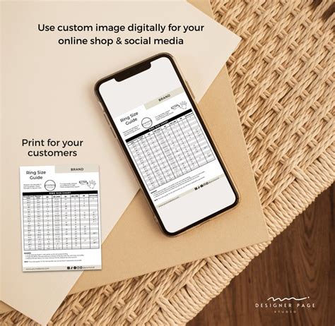 Editable Ring Size Chart Template Canva Custom Ring Sizing Guide Ring Measurement Chart
