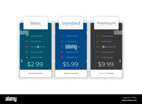 Subscription Plans And Pricing Comparision Web Template Stock Vector