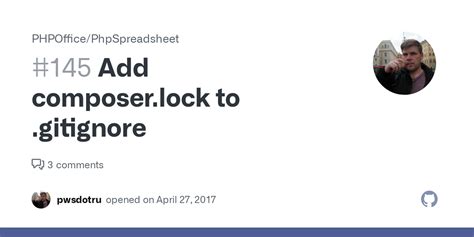 add composer lock to gitignore · issue 145 · phpoffice phpspreadsheet · github