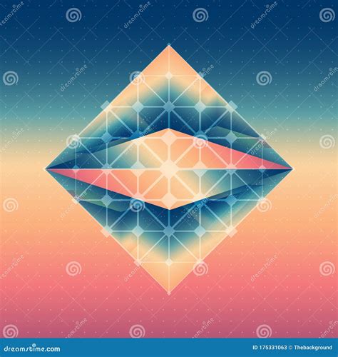 Two Isometric Prism With The Reflection Of The Space And Abstract Design Element On Blurred