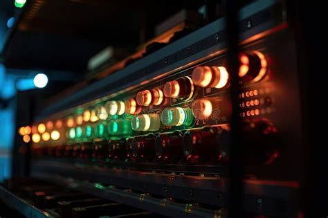 Close Up Of Server Rack With Blinking Lights In Data Center Stock Illustration Illustration Of