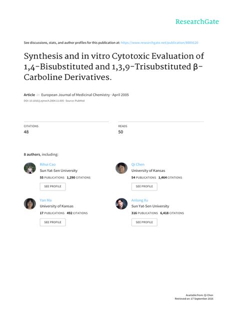 2005 Cao Synthesis And In Vitro Cytotoxic Evaluation Of 13 Bisubstituted Pdf Thin Layer