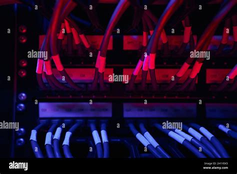 Network Cabling Infrastructure In Modern Data Center Stock Photo Alamy
