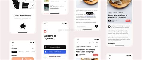 文章博客和新闻应用app程序 Ui 设计套件diginews News App Ui Kit 果觅网（gooodme）