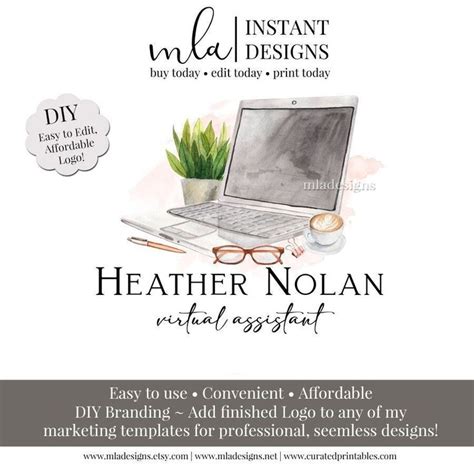 Virtual Assistant Logo Diy Copywriter Logo Va Logo Writing Assistant