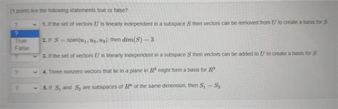 Solved 1 Point Are The Following Statements True Or False