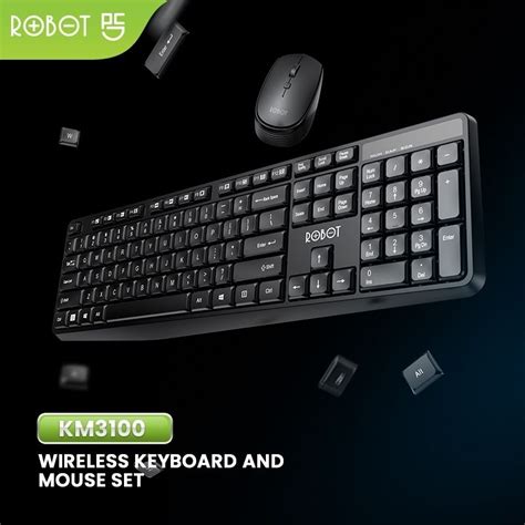 Jual [ Robot ] Portable Wireless Set Combo Keyboard And Mouse Km3100 Garansi 1 Tahun [original