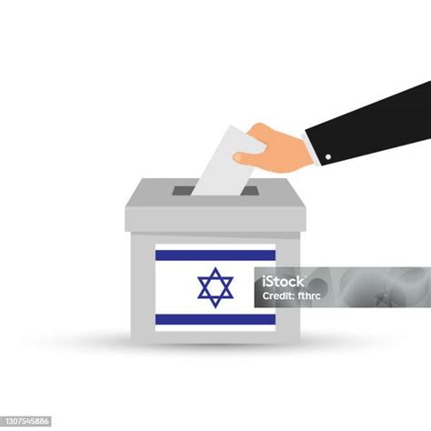 이스라엘 투표 개념 투표용지상자에 용지를 넣는 손 격리된 벡터 그림입니다 Knesset에 대한 스톡 벡터 아트 및 기타 이미지