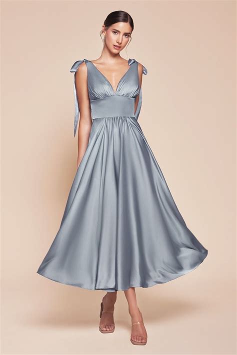 Greenery Ladivine 7499 A Line Formal Prom Tea Length Dress Formal Dresses The Dress Outlet