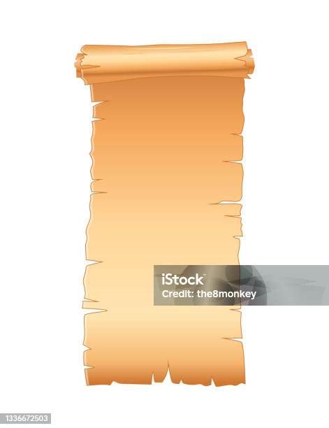 오래된 종이 스크롤 파피루스 일러스트레이션 조각 오래된 스타일 디자인의 배너 중세 편지 카피스페이스가 있는 복고풍 문서 스크립트