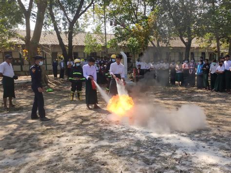 ငရုတ်ကောင်းမြို့ အ ထ က တွင် မီးဘေးအန္တရာယ် ကြိုတင်ကာကွယ်ရေးအတွက် မီးငြိမ်းသတ်ခြင်း လက်တွေ့သရုပ်ပ