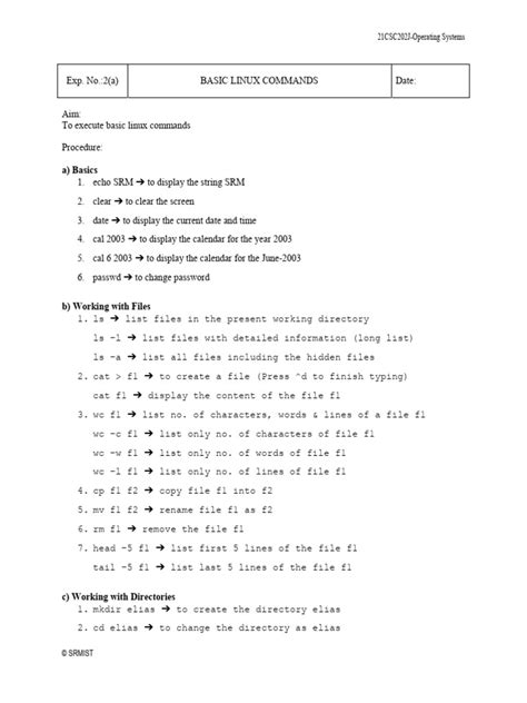 Ex 2 Linux Commands Pdf Sudo Filename