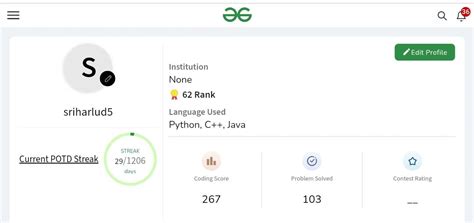 Sriharan R M On Linkedin Geeksforgeeks Programming Codingjourney Python C Java