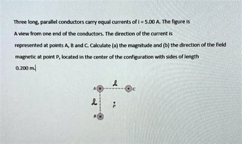 Solved Three Long Parallel Conductors Carry Equal Currents Of 5 00 A The Figure Shows A View
