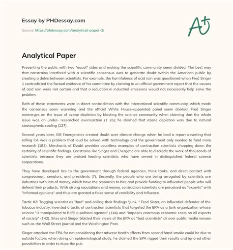 Analytical Paper