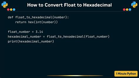 How To Convert Float To Hexadecimal Youtube