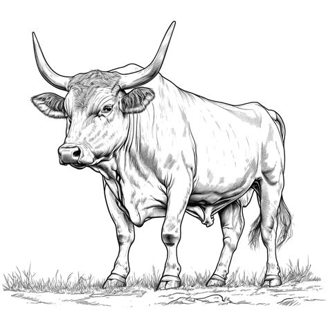Realistic Bull Coloring Page Coloring Jungle