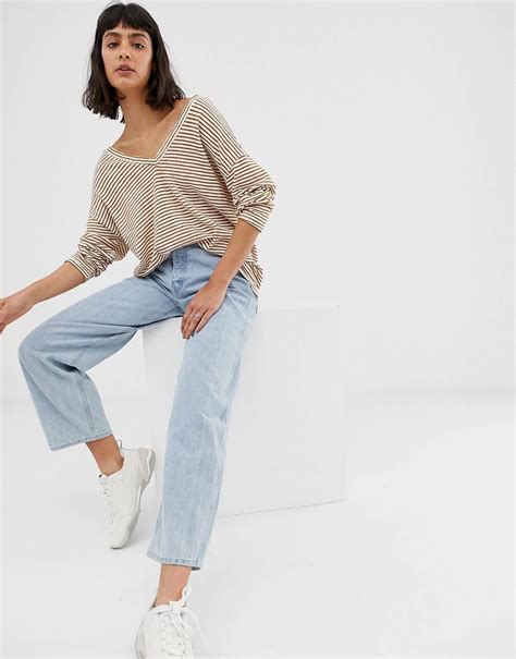 Asos Design Oversized Stripe T Shirt With V Back And V Front Asos