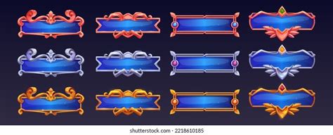 Medieval Buttons Ui Game Menu Elements Stock Vector Royalty Free